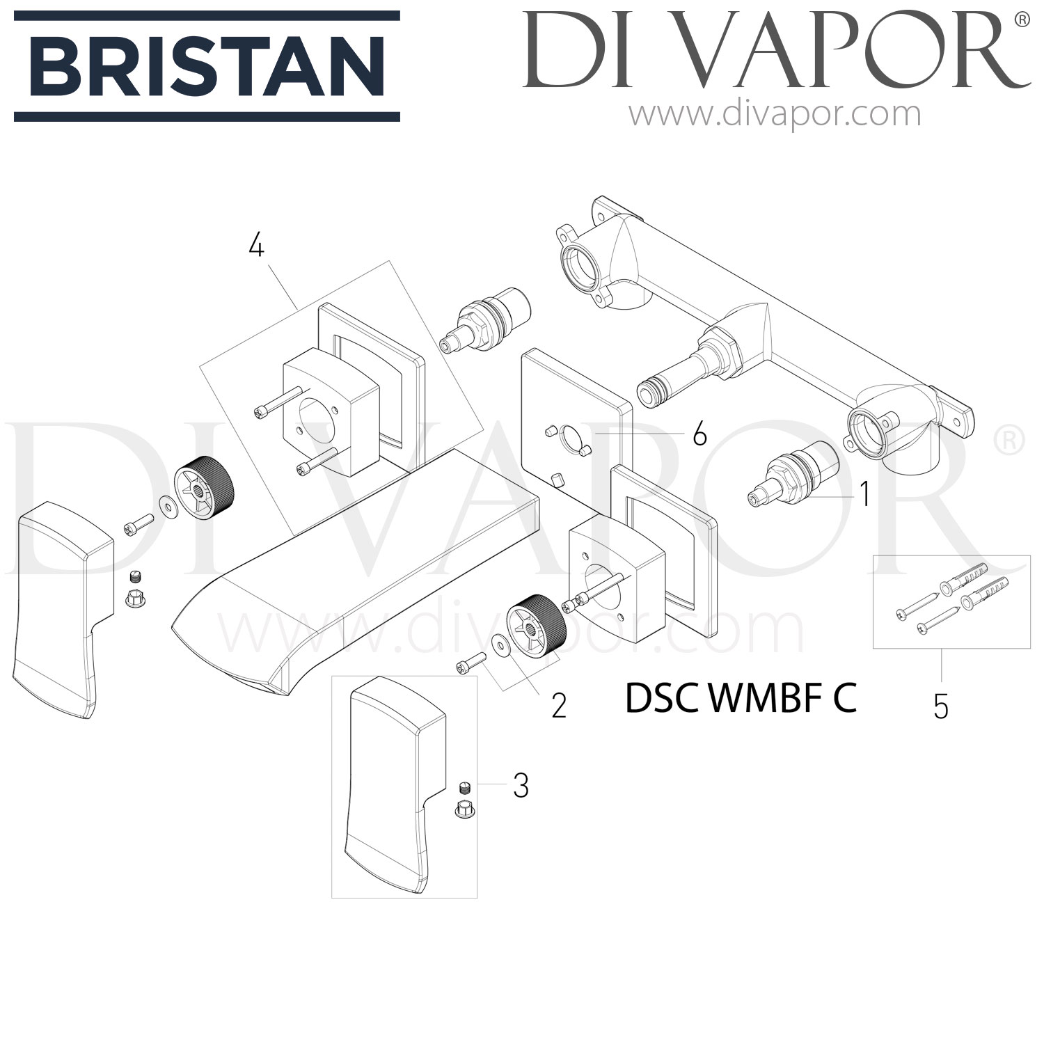Bristan DSC WMBF C Descent Wall Mounted Bath Filler Tap Spare Parts Bristan DSC WMBF C Descent Wall Mounted Bath Filler Tap Spare Parts